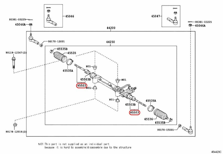 TOYOTA Genuine FJ Cruiser Steering Rack End Sub Assy 45503-35070 OEM | eBay