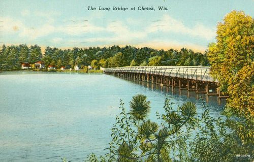 Postcard the Long Bridge at Chetek Wisconsin WI Lake | eBay