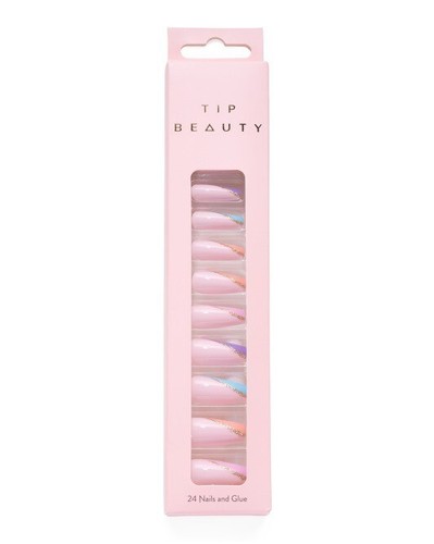 Tip Beauty Asymmetrical French Manicure 24 Count Multi-Color Nail Set ...