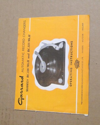 Vintage Garrard Operating Instructions for RC/MK Model Automatic Record ...