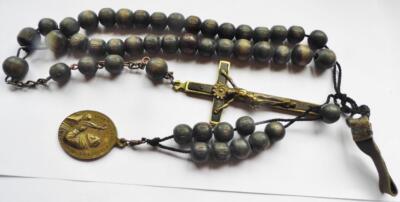 Large Antique Carmelite Rosary Beads Pectoral Crucifix Cross Prayer ...