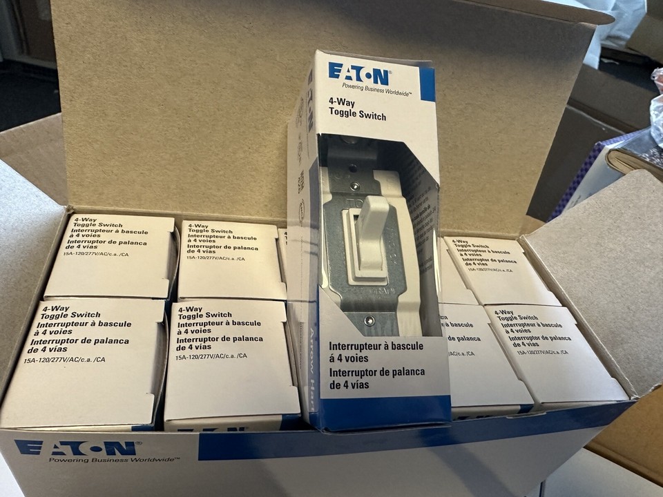 NEW Case lot 50 EATON 1242-7W-BOX 4-Way Toggle Switch White 15A 120 ...