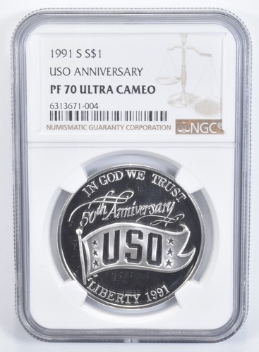PF70 1991-S UCam USO Commemorative Silver Dollar NGC *6525 | eBay