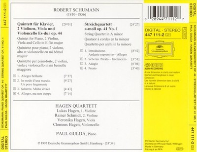 PAUL GULDA/HAGEN QUARTETT ROBERT SCHUMANN: PIANO QUINTET, OP. 44 ...