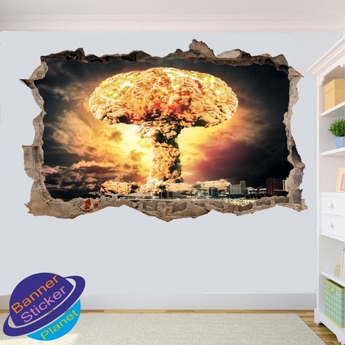ATOMIC BOMB NUCLEAR APOCLYPSE WALL STICKER 3D ART POSTER MURAL DECAL ...
