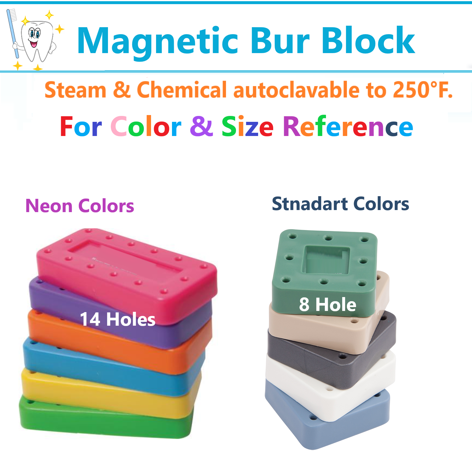 Dental Bur Block Magnetic RECTANGULAR Lab Holder Station Holds 14 Burs ...