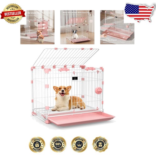 Portable Pink Dog Crate with Anti-Slip Design - Perfect for Medium ...