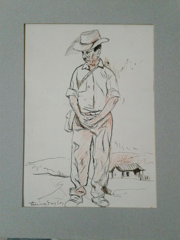 4 Set Ink and watermark drawing Original Art - Farmers Countryman ...