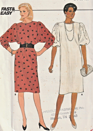 Butterick 6676 Pattern Dress Loose Fitting Straight Below Knee Sz 14-18 ...