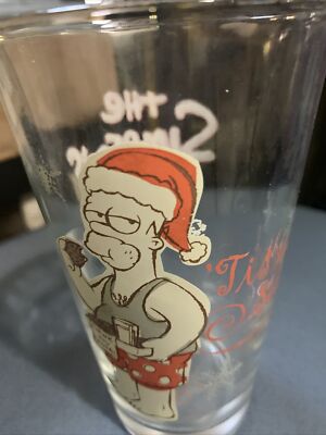 Vintage "The Simpsons" HOMER as SANTA 6" Glass Tis the Season Tumbler ...