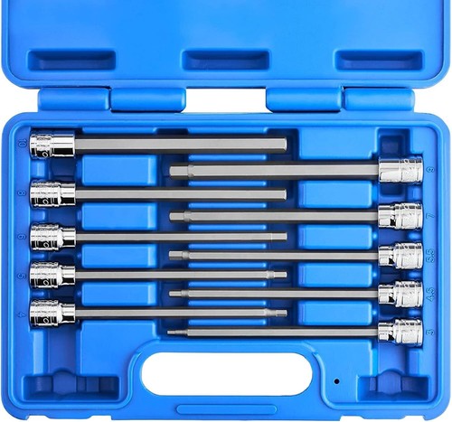Neiko 10077A 3/8” Drive Metric Extra Long Allen Hex Bit Socket Set | 10 ...