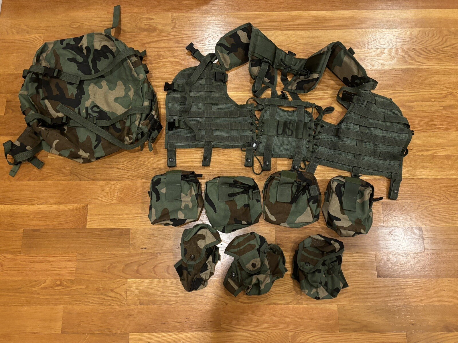 NOS Woodland Molle Medic Set - Medic Vest With Medic Backpack & Pouches ...