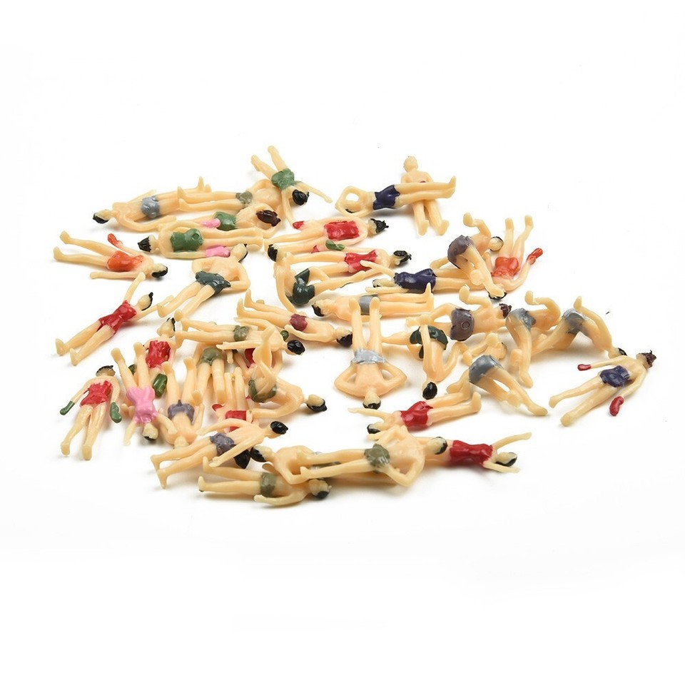 40pcs/set HO Scale 1:75 Swimming Painted Figures For Model Layout Beach ...