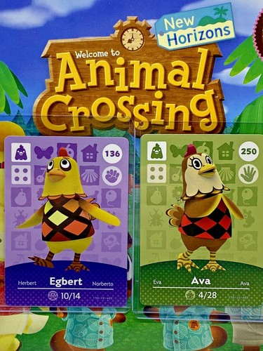 Egbert #136, Ava #259 Animal Crossing Amiibo Card Series2,3,Mint ...