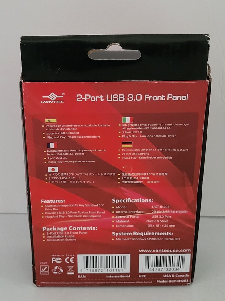 Rare New In Box VANTEC 2-Port USB 3.0 Front Panel Easy To Install Fits 3.5" Bay | eBay
