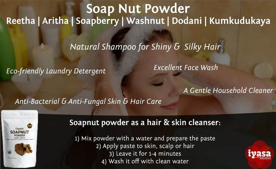 Soapnut Powder, Certified Organic Aritha | Reetha, Natural Shampoo, 4,8 ...