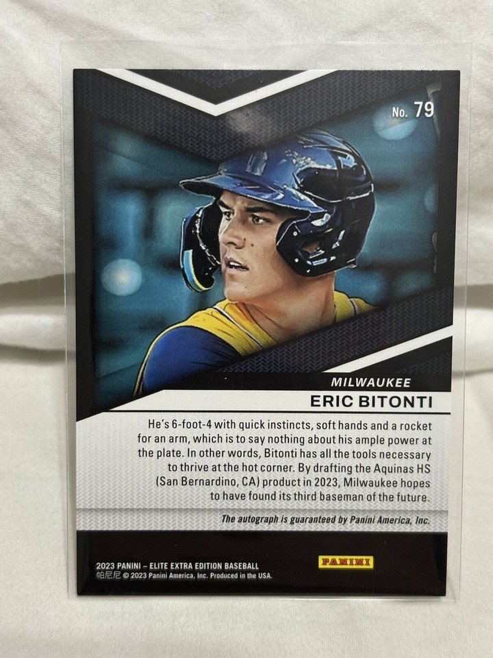 2023 Panini Elite Extra Edition Auto Autograph Eric Bitonti | eBay