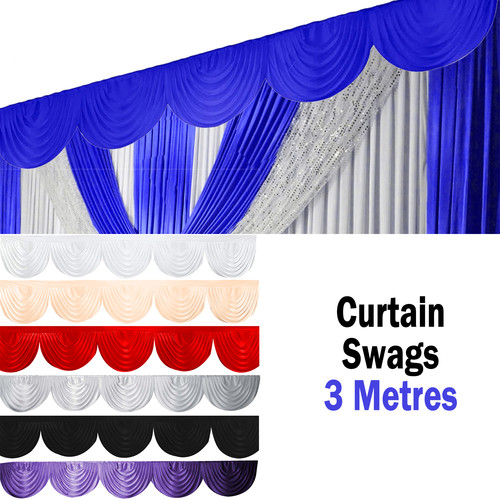 3 Meter Long Swags Plain Ice Silk Washable Fabric Window Curtain Pelmet ...