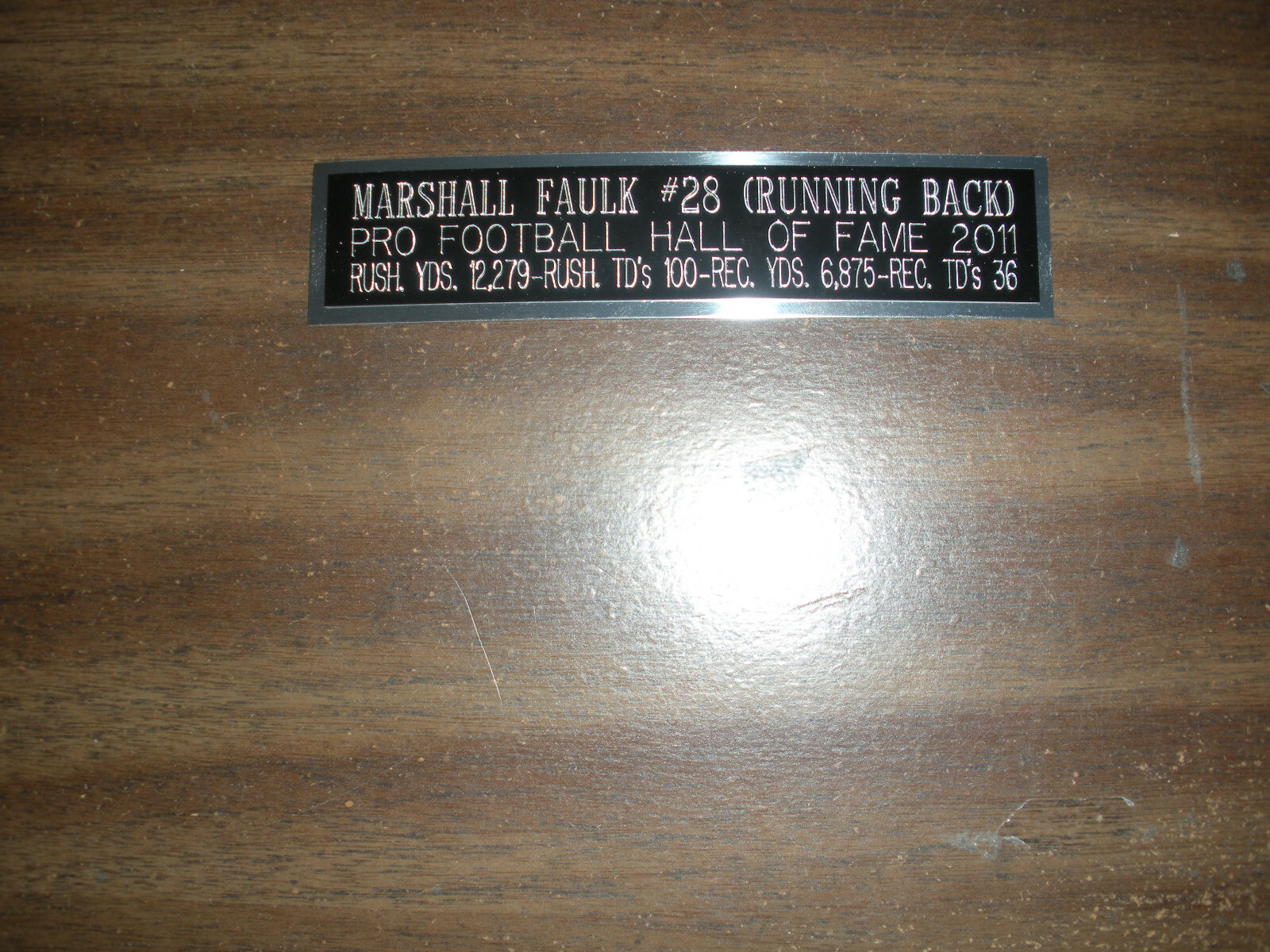 MARSHALL FAULK (COLTS/RAMS) CAREER NAMEPLATE FOR SIGNED BALL CASE ...