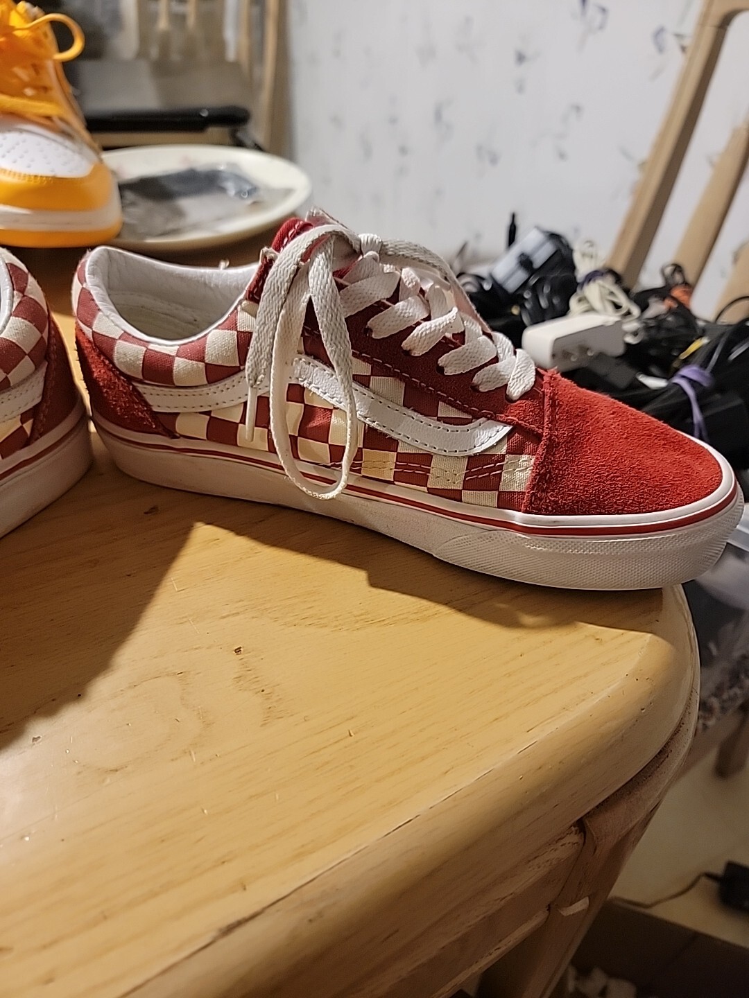 VANS RED WHITE CHECKERED SNEAKERS 5.0 MENS 6.5 WOMENS - Gem