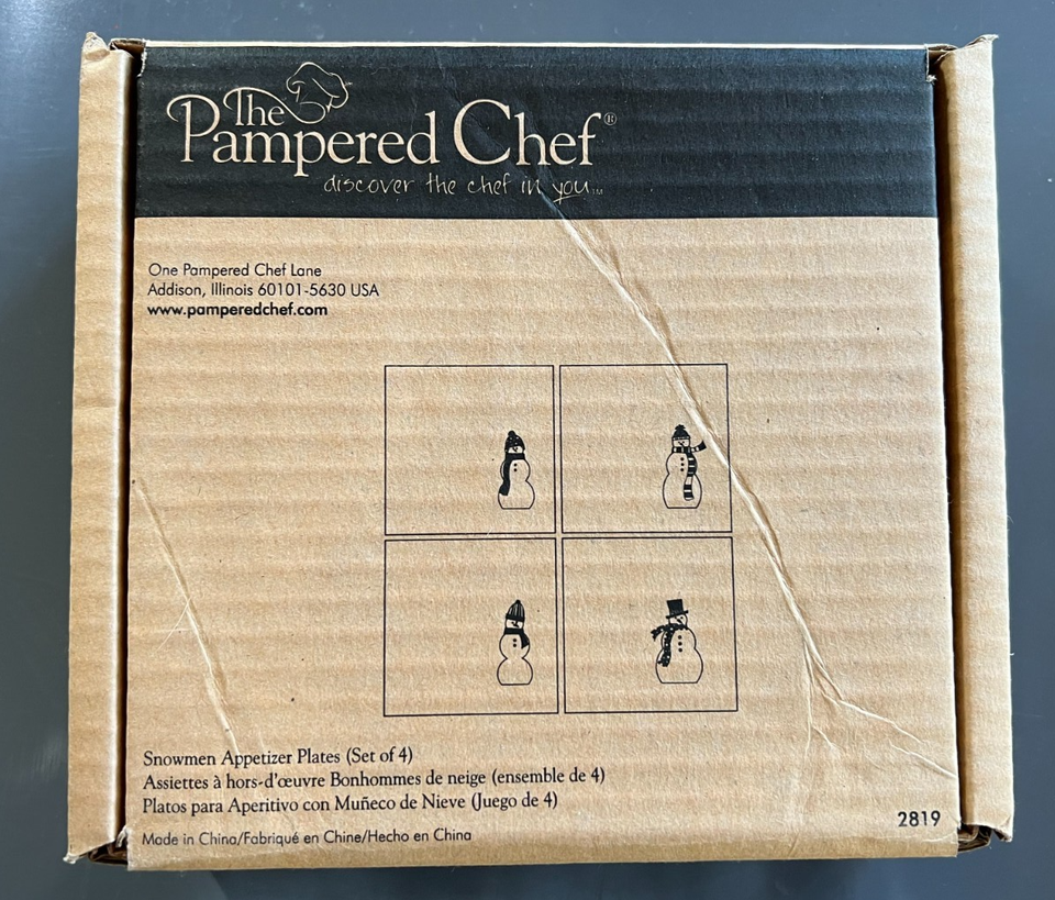 Pampered Chef 4 Snowman Appetizer Plates #2819 | eBay