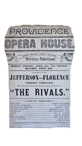 Mrs John Drew as Malaprop THE RIVALS part playbill Opera House Rhode ...