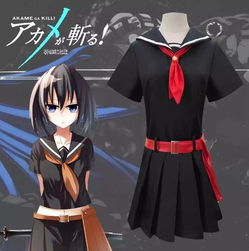 Anime Akame ga KILL! Akame Cos Costume Dress Uniform Full Set Sailor's ...