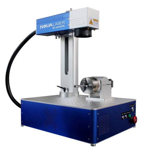 50W Raycus Fiber Laser Marking Machine 7.9"X7.9" with Rotary Axis Metal ...