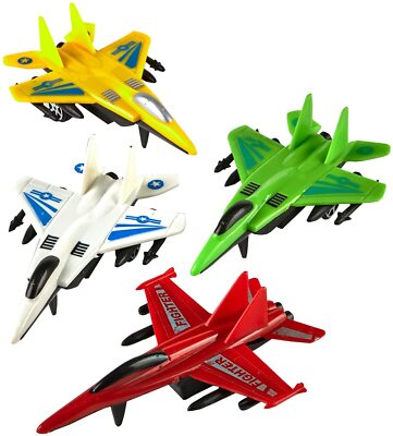 Mini Airplanes Green, Red, White and Yellow Set of 4 'Pull Back and Go ...