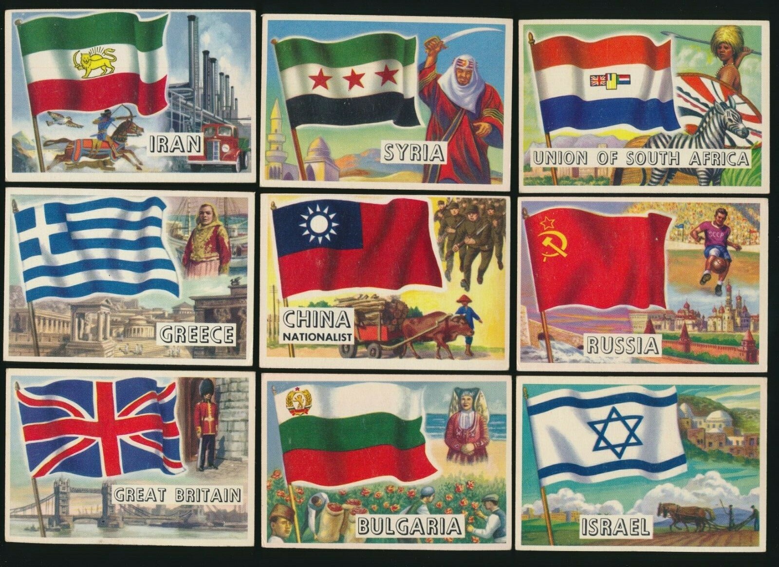 1956 Topps FLAGS OF THE WORLD -Partial Set (28 of 80) Many NICE Cards ...