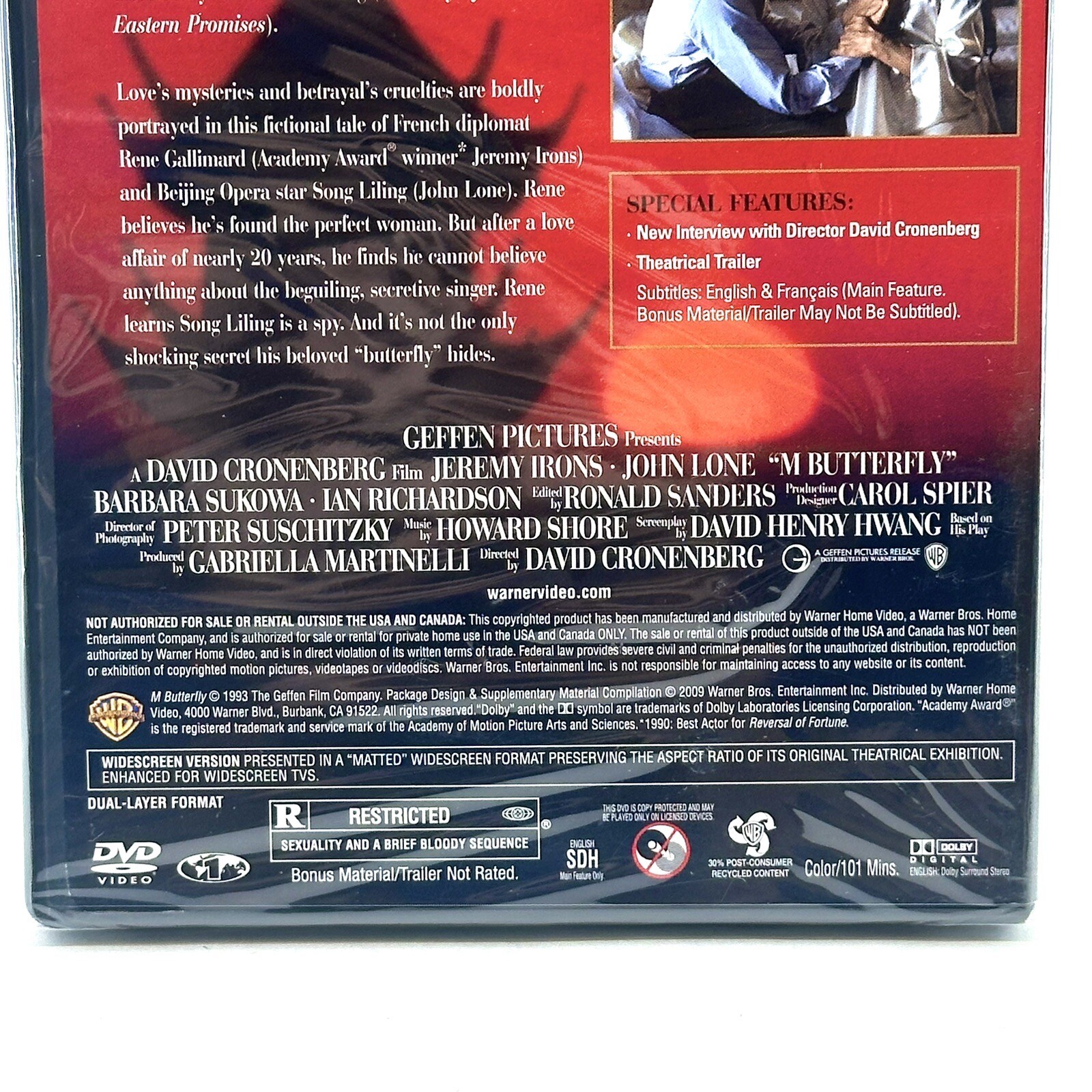 M Butterfly DVD 2009 Special Features Jeremy Irons John Lone Sealed ...
