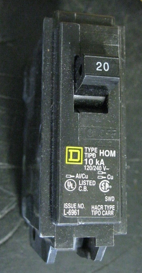 Square D Homeline HOM120 Plug-On Circuit Breakers 20A 1P (Box Of 10) | eBay