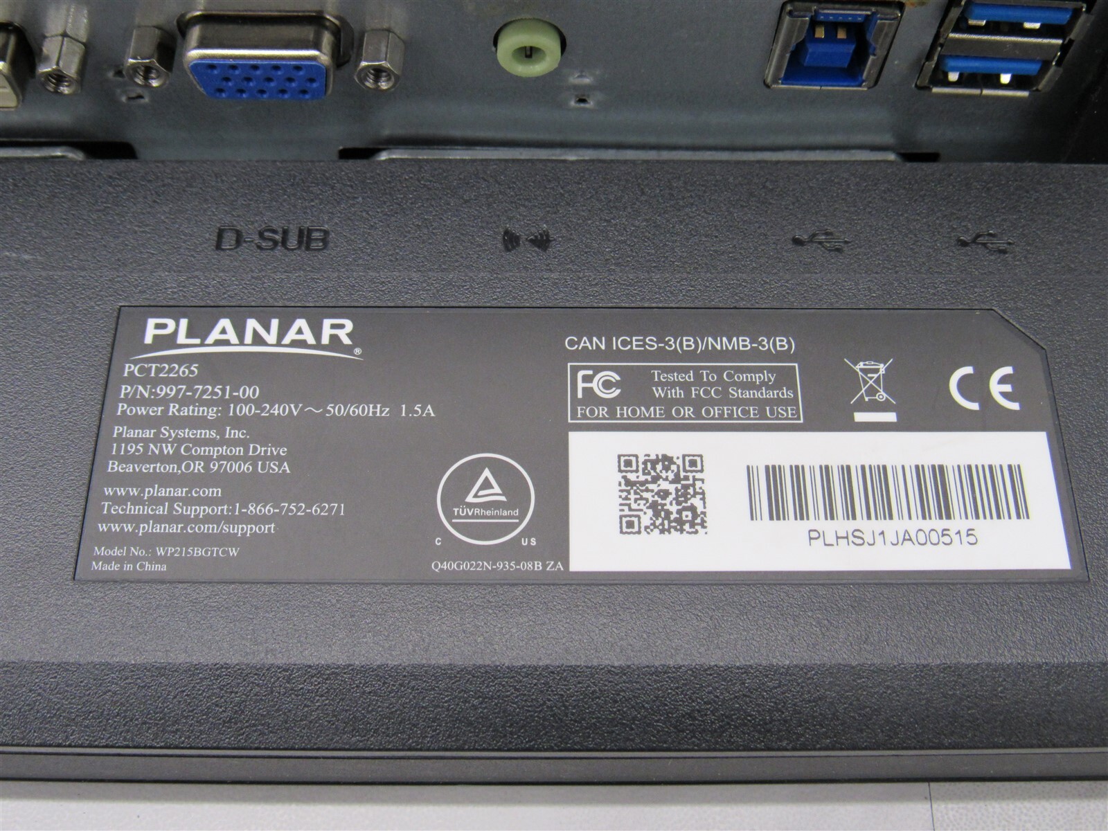 Planar Helium PCT2265 22" Full HD LCD Touch Screen Monitor - Black for ...