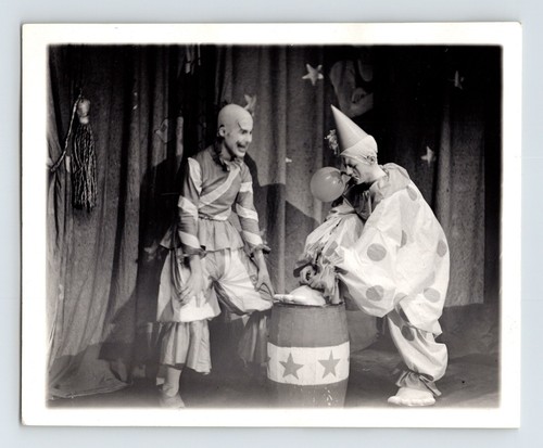 Antique Photo Creepy Circus Clowns 1940s Waterloo IA Macks Studio 3.5 ...