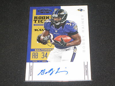 BOBBY RAINEY RAVENS 2012 CONTENDERS ROOKIE SIGNED AUTOGRAPHED CERTIFIED ...