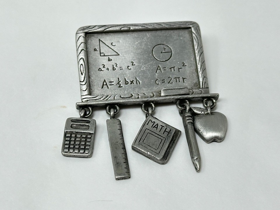 Vintage Silvertone JJ Jonette Jewelry MATH Chalkboard Equations Charm ...