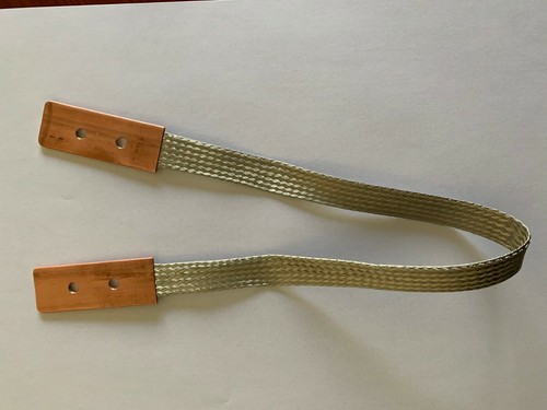 24" Long 3/4" Ground / High Current Braid Strap w/ Dual Hole ...
