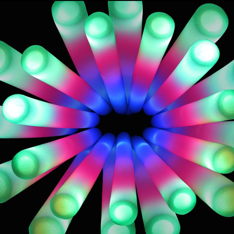 12-96 LED Light Up Foam Sticks Wand Rally Batons DJ Flashing Glow Stick ...
