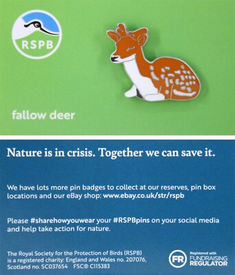 RSPB Pin Badge NIIC Fallow Deer P03134 | eBay UK