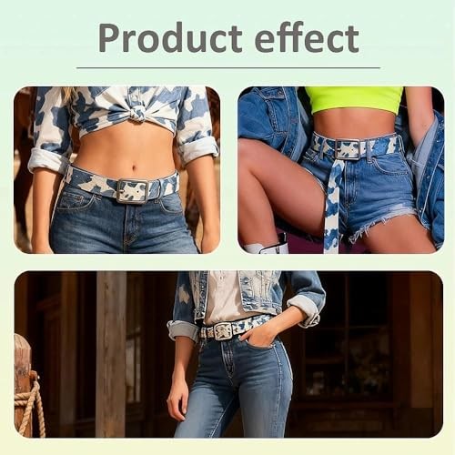 YALLNASL Western Cow Print Belts for Women Girls Cowgirl Y2k Belt for ...