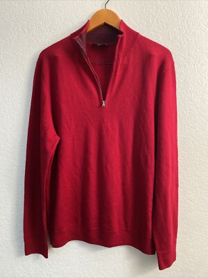 Express Red 1/4 Zip Sweater Extra Fine Merino Wool Soft Mens Size XL ...
