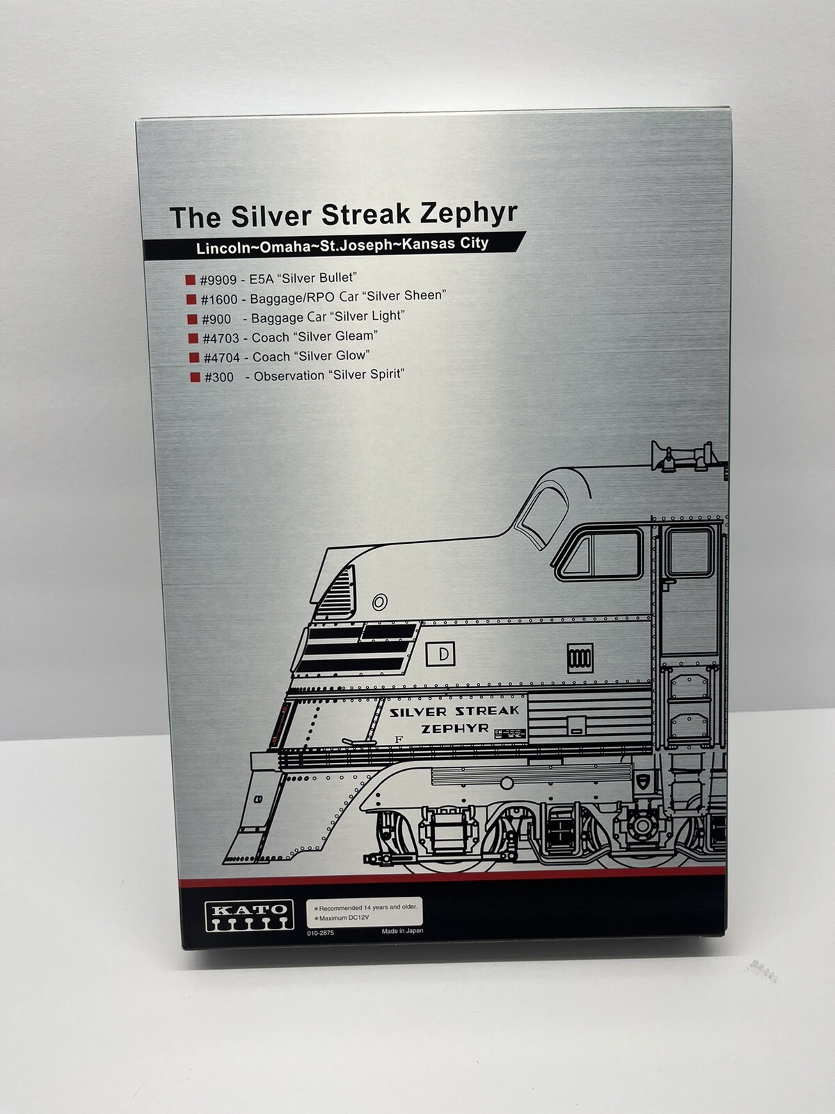 KATO N Scale Streak Zephyr DCC Locomotive and 5 Car Silver Streak Set ...