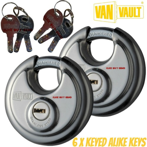 2 X VAN VAULT NEW STYLE 70mm DISC LOCK LOCKS VEHICLE SECURITY BOXES ...
