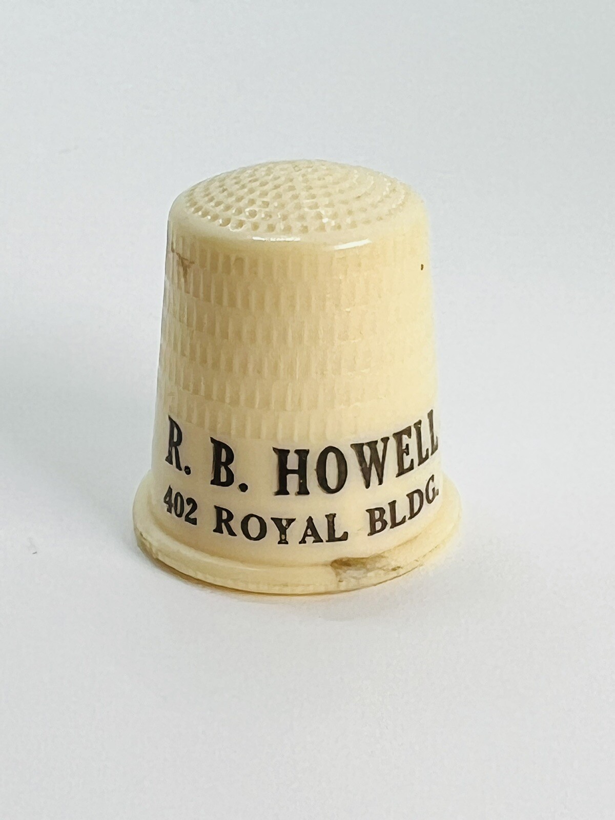 Vintage Advertising Thimble Celluloid R.B. HOWELL MILLINERY SUPPLIES ...