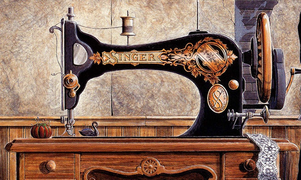 Singer Sewing Machine Treadle Crank Thimble Swift Lace Mannequin SIGNED ...