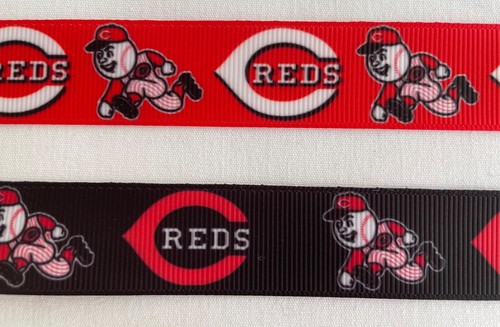 Cincinnati Reds black red Grosgrain ribbon 3/8" 5/8" 7/8" Baseball ...
