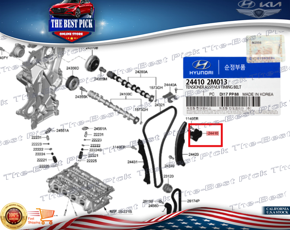 ⭐GENUINE⭐OEM 1.6L Engine Timing Chain Tensioner 2019-21 Hyundai VENUE ...