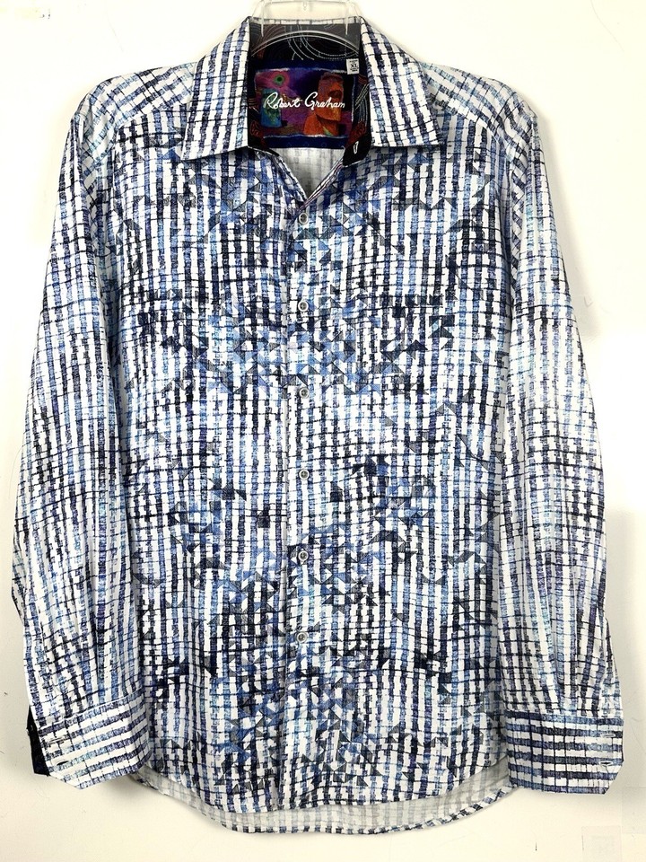 Robert Graham Classic Fit Shirt Abstract Modern Art Colorful Embroidery ...