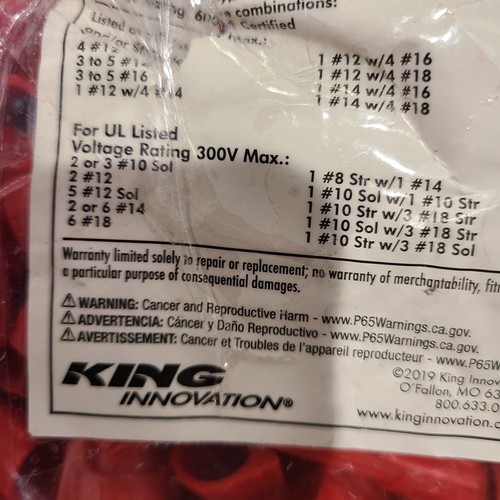 Red Wing Wire Connectors King Innovation Contractors Choice 500 Pack ...