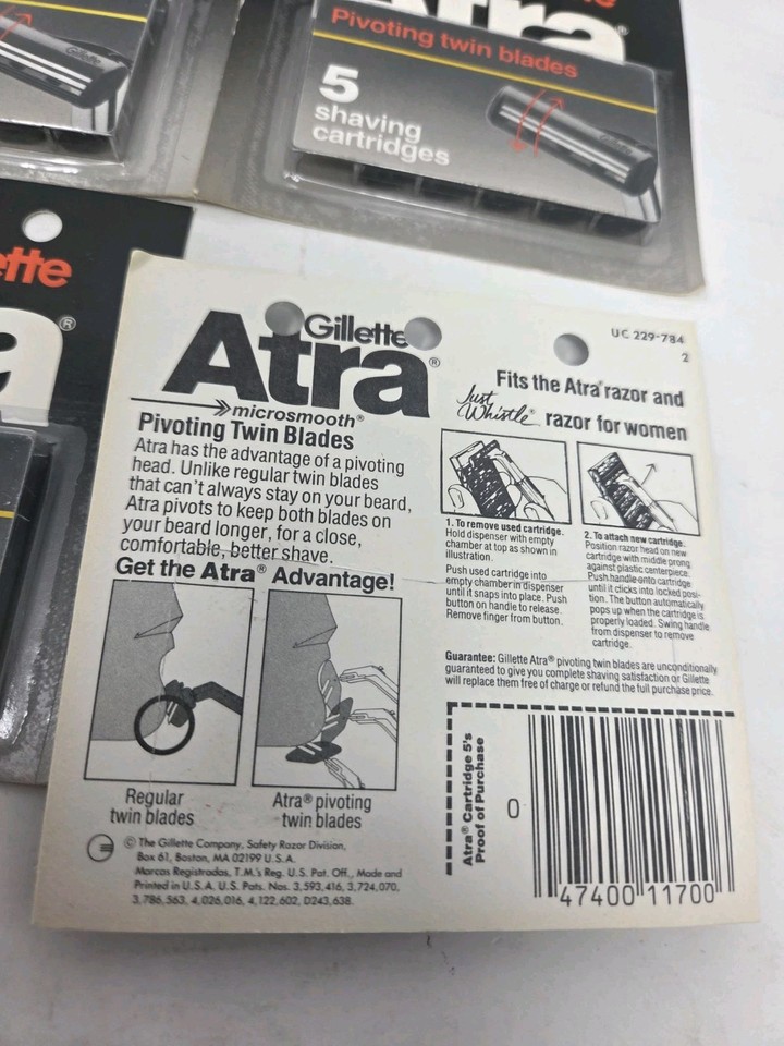 Gillette Atra Razor Blade Refill Cartridges Lot of 4 Pkgs (20 ...